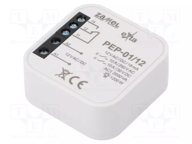 RELE - RASIA-ASENNUS - 12VAC - 12VDC - IP20 - -10÷55°C - OUT: 250VAC/10A PEP-01/012 - Radioduo ...